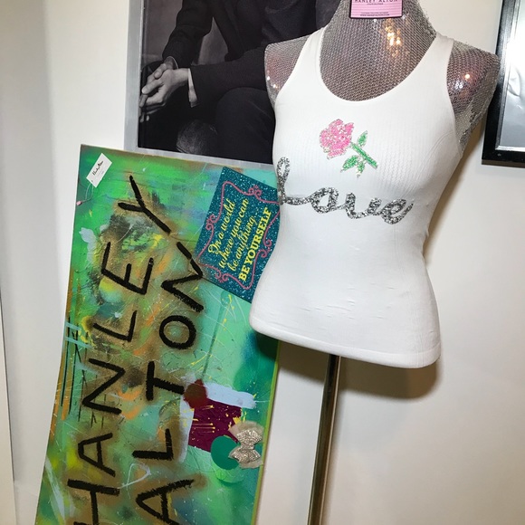 Hanley Alton | Tops | Gorgeous Bedazzled Love Top New | Poshmark